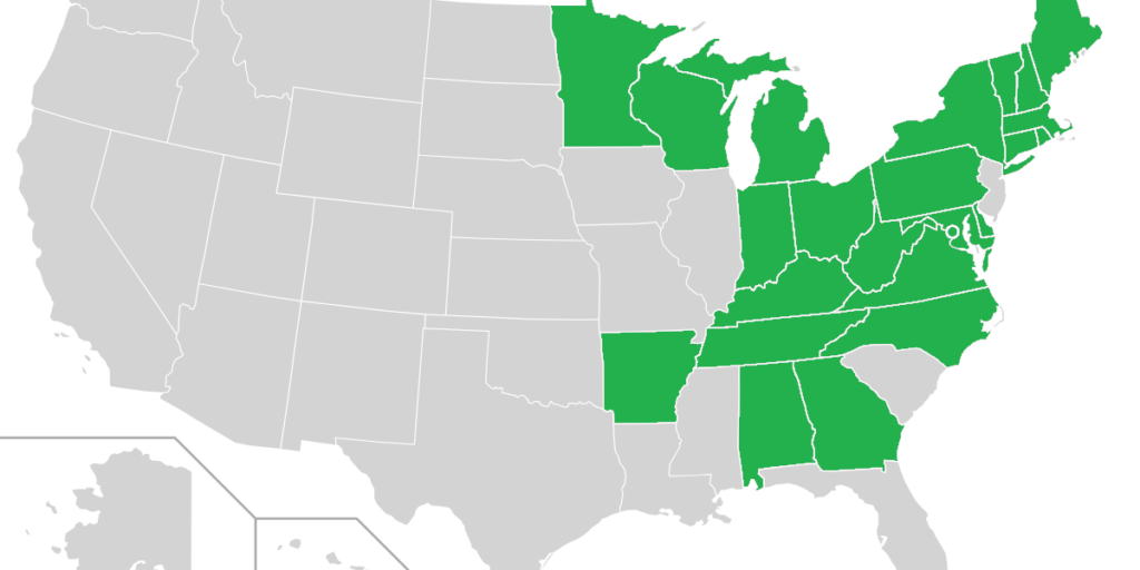 US States by Bordering States - 33travels